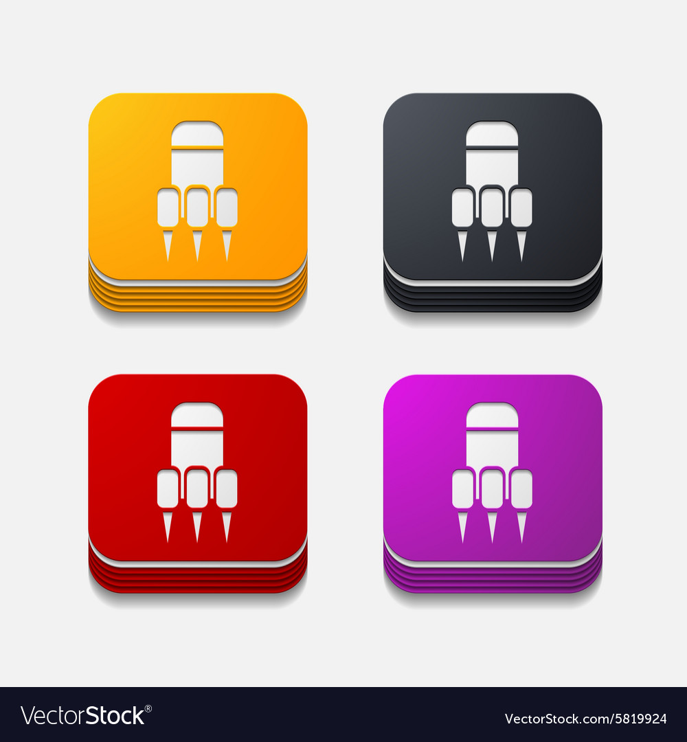 Square button rocket Royalty Free Vector Image
