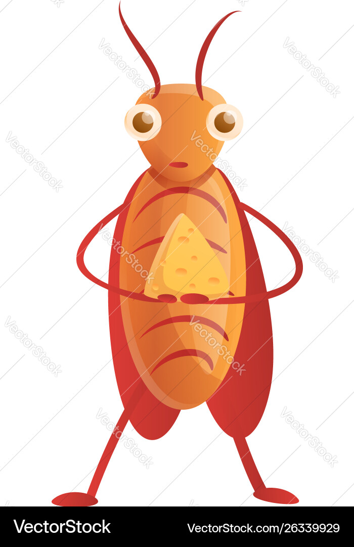 Cockroach eat cheese icon cartoon style Royalty Free Vector