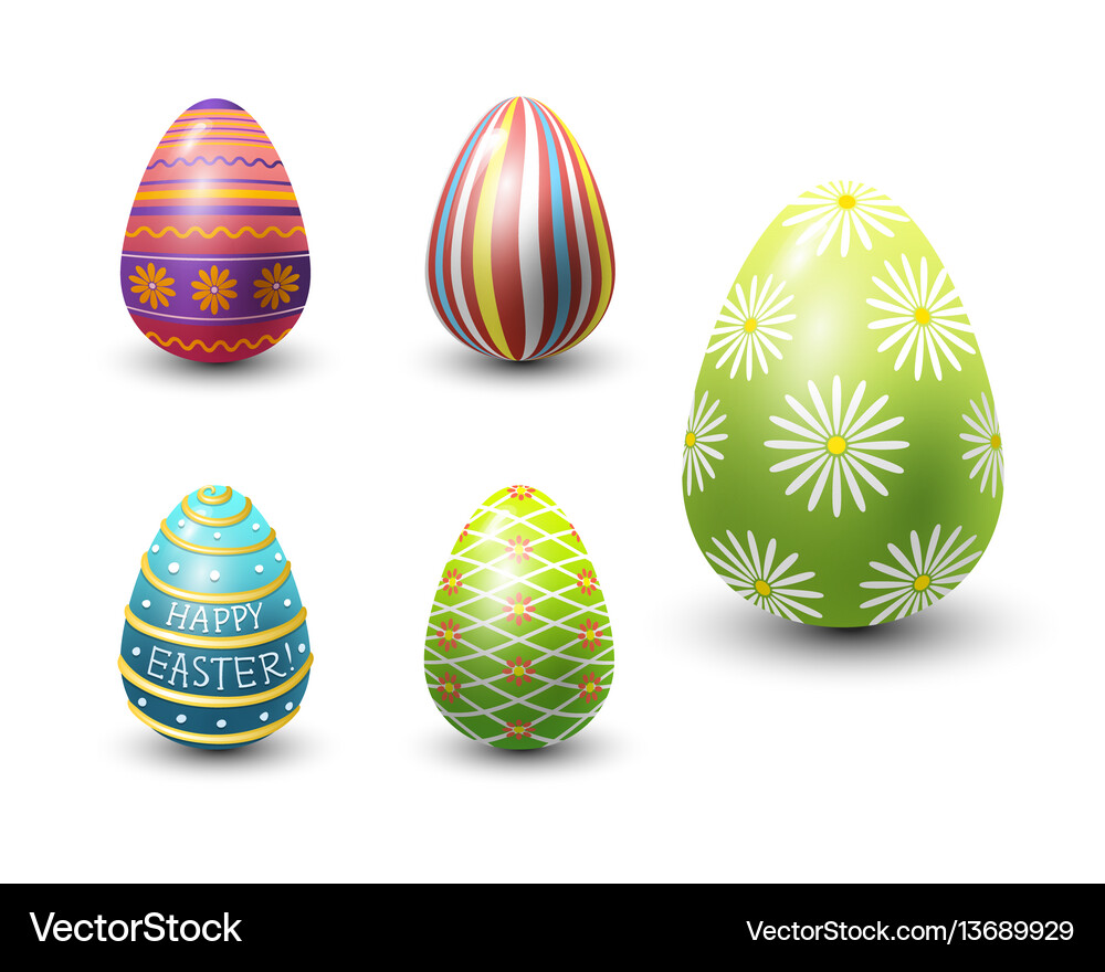 Easter eggs painted with spring pattern Royalty Free Vector