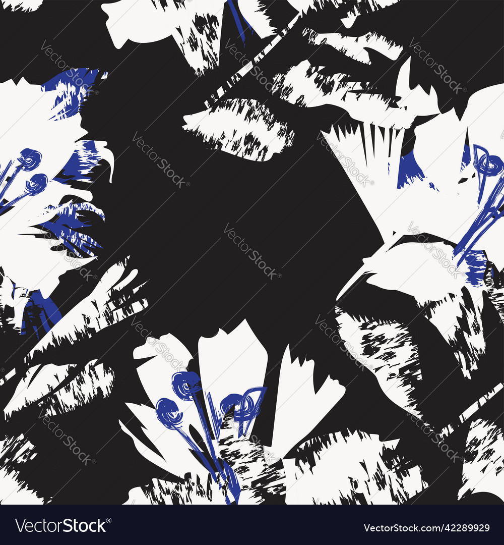 Floral brush strokes seamless pattern design Vector Image