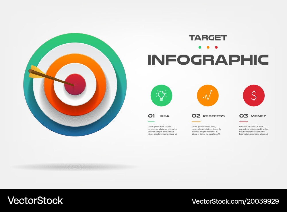 Target infographics step step element chart Vector Image