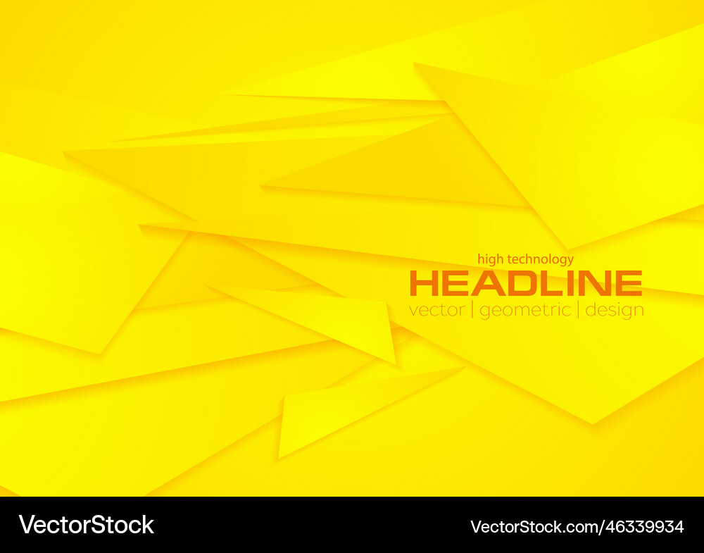 Bright yellow geometric polygonal background Vector Image