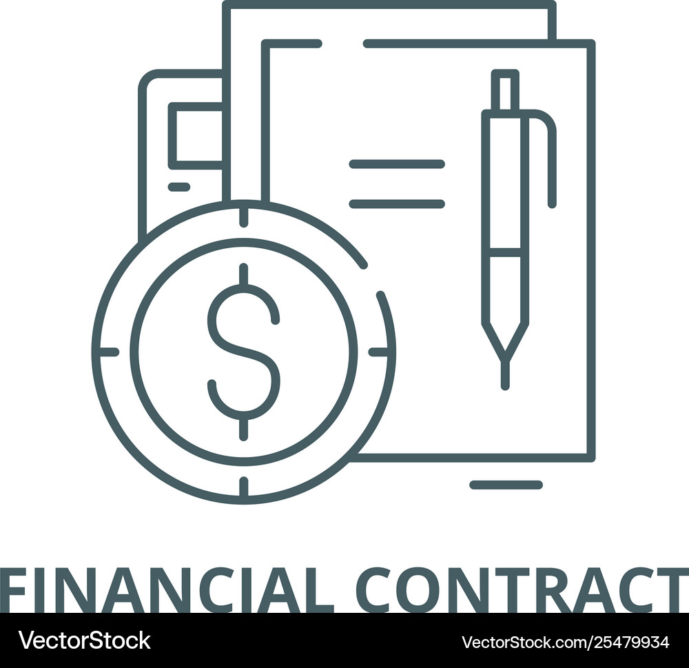 Financial contract line icon linear Royalty Free Vector