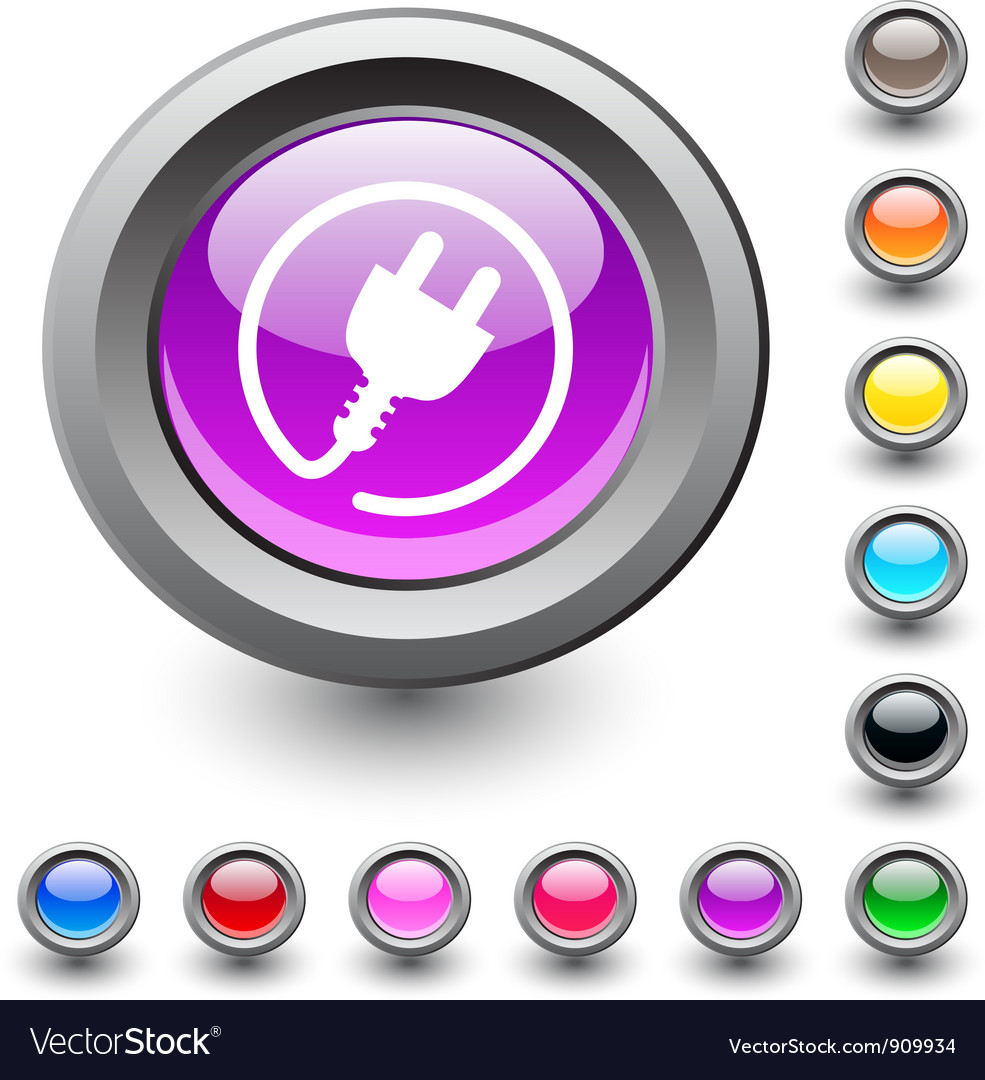 Power plug round button Royalty Free Vector Image