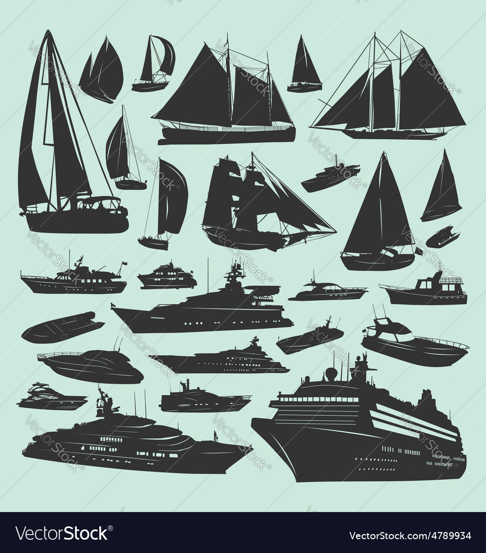 Silhouettes of boats Royalty Free Vector Image