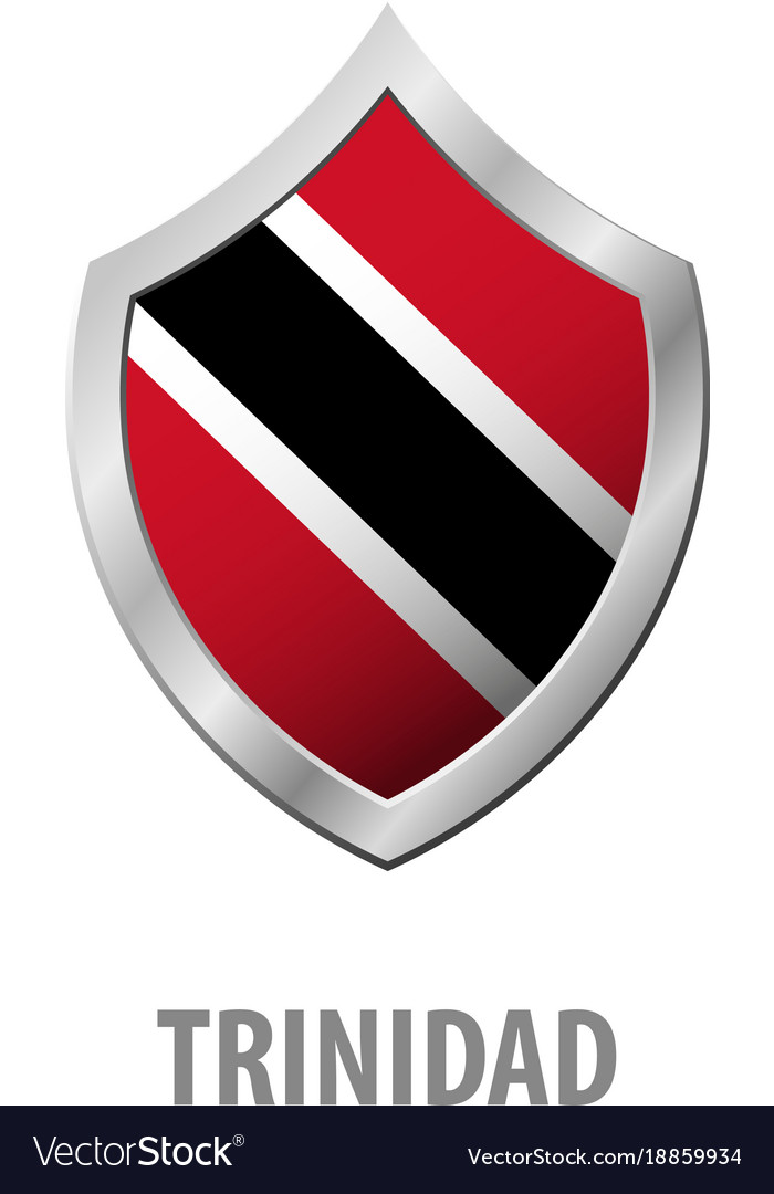 Trinidad Flag On Metal Shiny Shield Royalty Free Vector