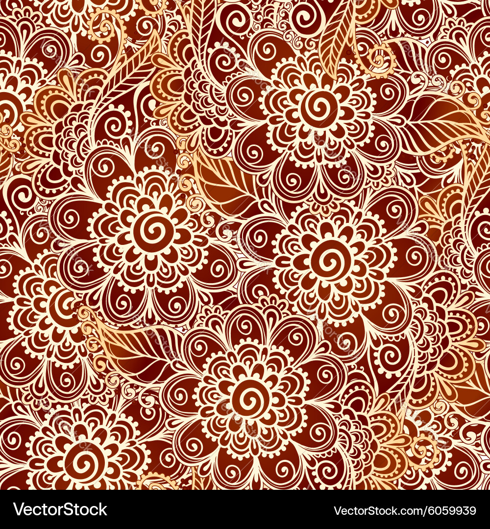 Floral henna tattoo style seamless pattern Vector Image