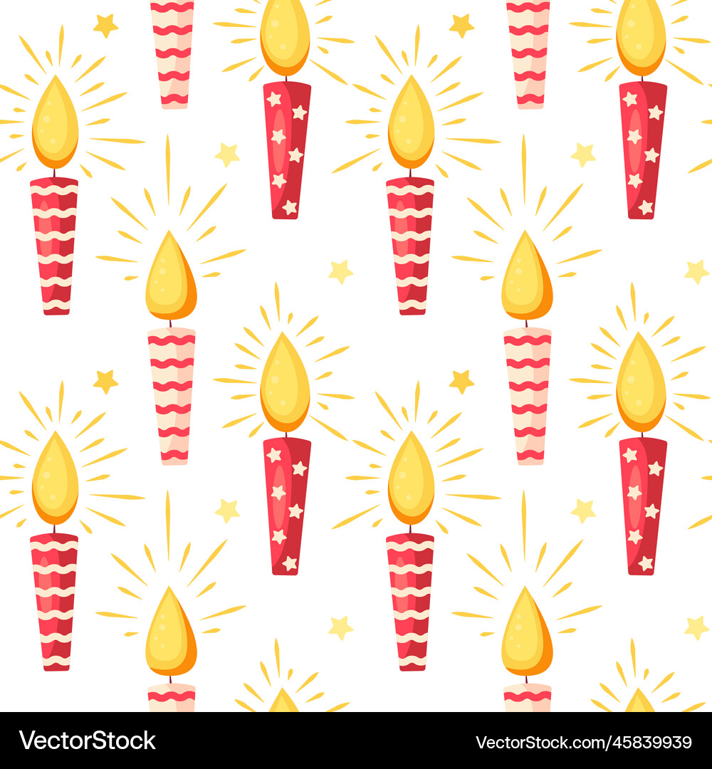 Seamless pattern of birthday candles Royalty Free Vector