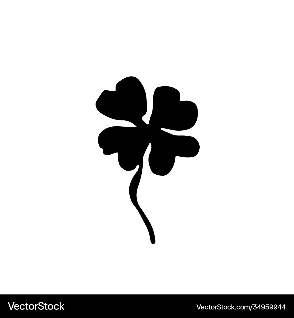 Clover icon grunge dry brush Royalty Free Vector Image