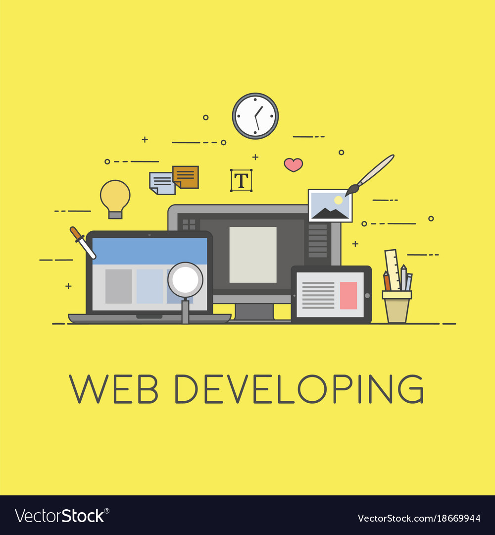 Web and mobile developing process Royalty Free Vector Image