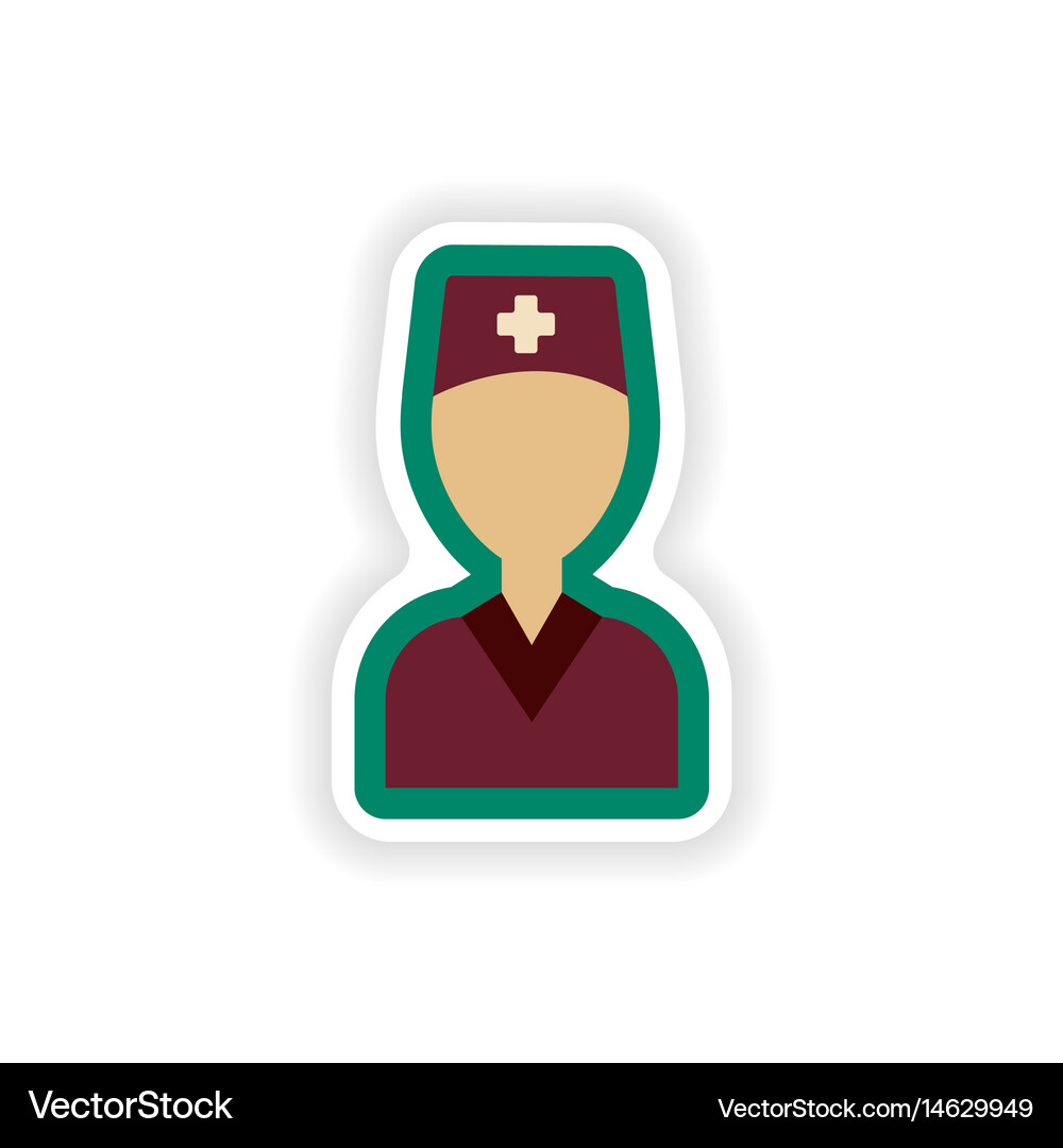 Paper sticker on white background medical worker Vector Image