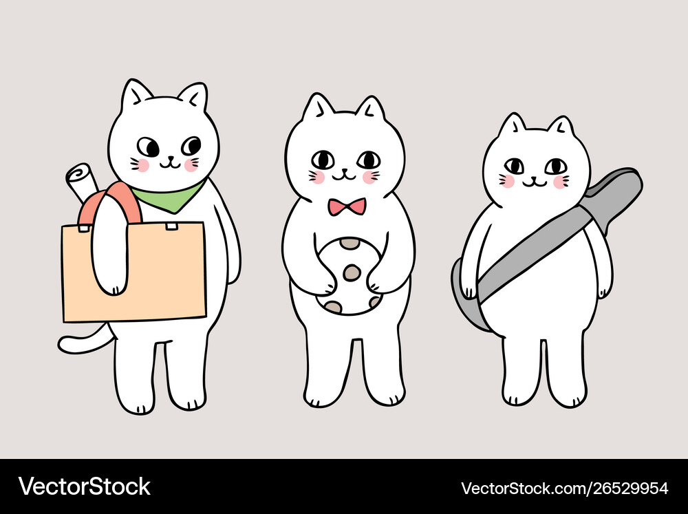 Cartoon cute back to school cats in class Vector Image
