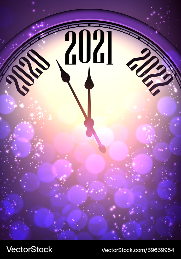 Clock hands showing 2021 year Royalty Free Vector Image
