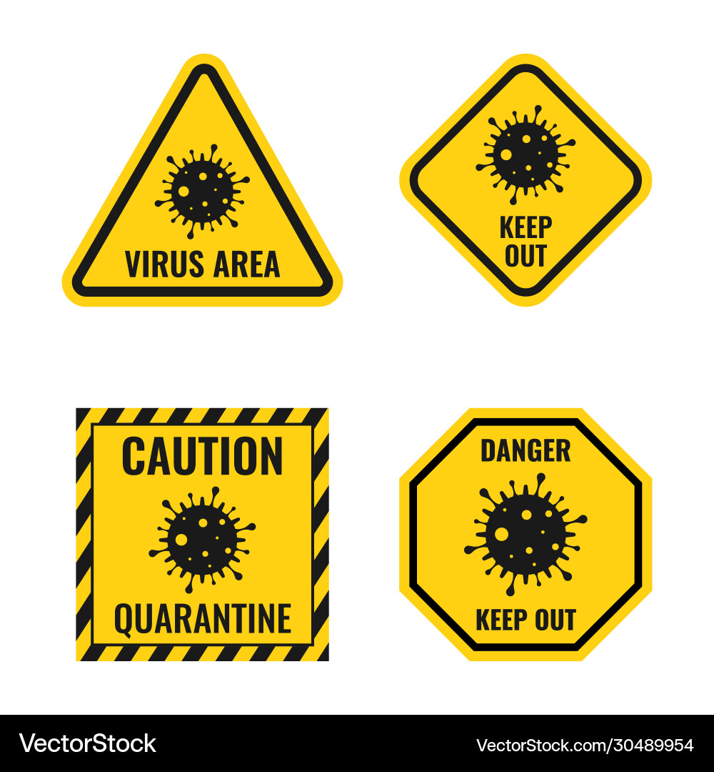 Coronavirus icon set virus danger sign biohazard Vector Image