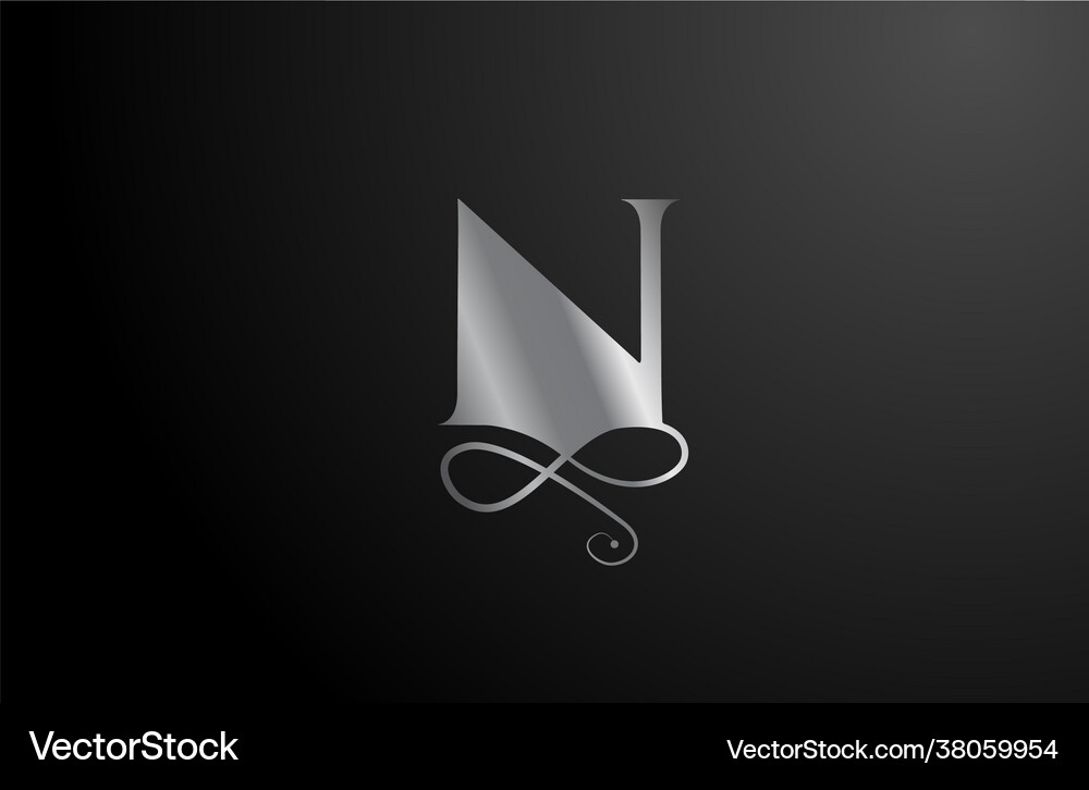 Grey n elegant monogram alphabet letter icon logo Vector Image