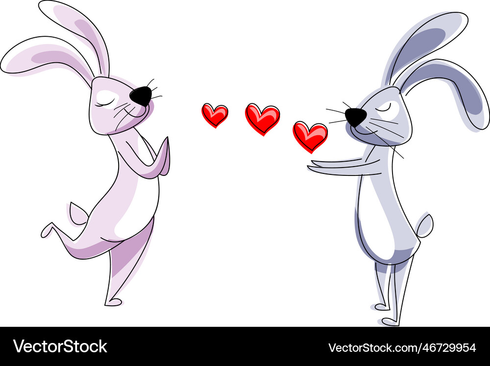 Hares in love Royalty Free Vector Image - VectorStock