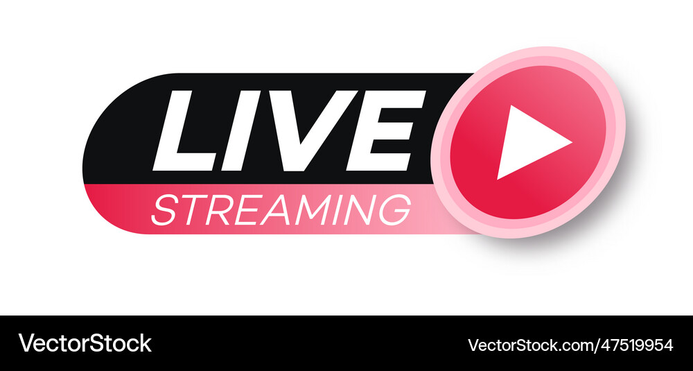 Live streaming icon flat style with play button Vector Image
