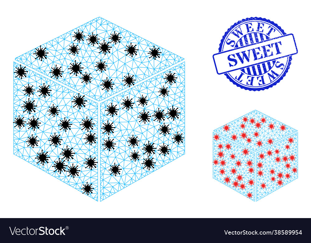 Wire frame mesh sugar cube pictograms with Vector Image Wire frame mesh sugar cube pictograms with Vector Image