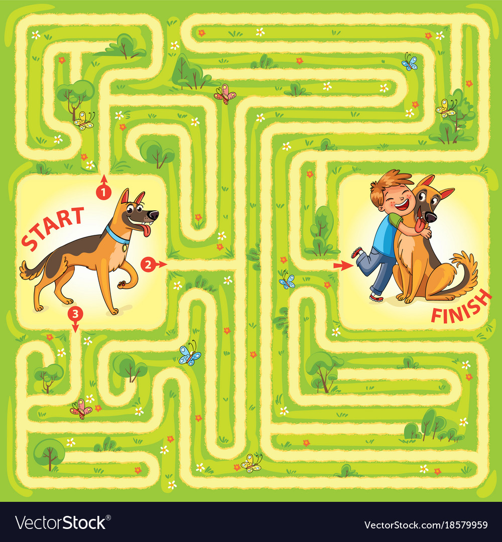 Help the character to find a way out of the maze Vector Image