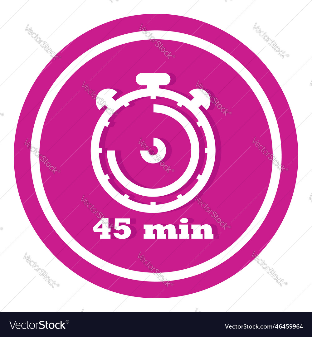 45 minutes timer clock icon timekeeper icon Vector Image 45 minutes timer clock icon timekeeper icon Vector Image