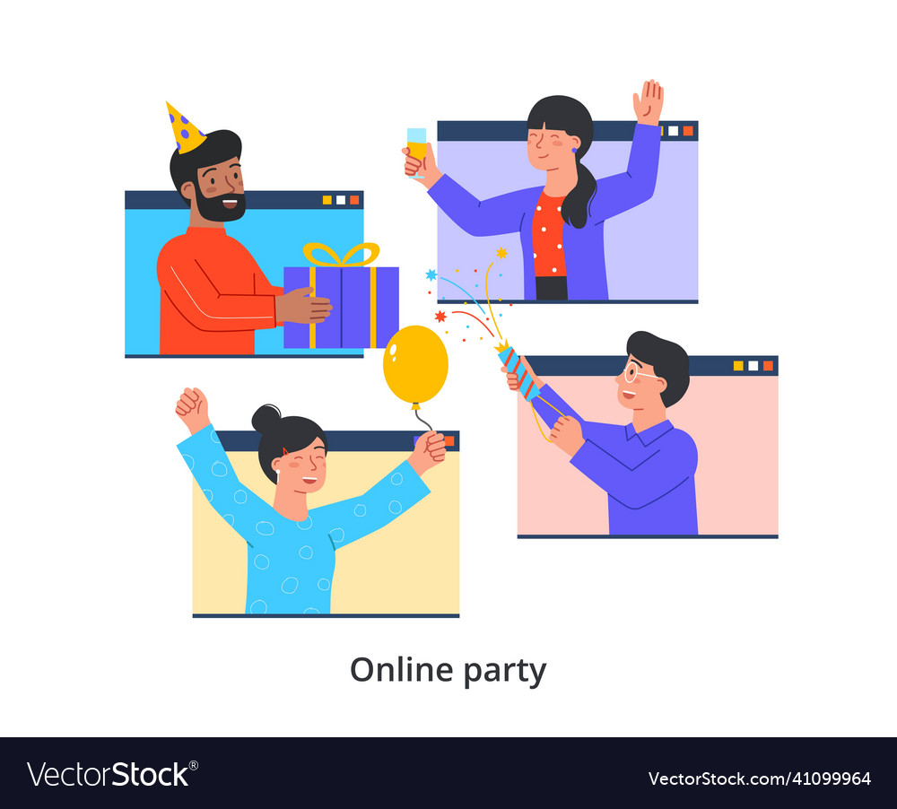 Online party concept Royalty Free Vector Image Online party concept Royalty Free Vector Image