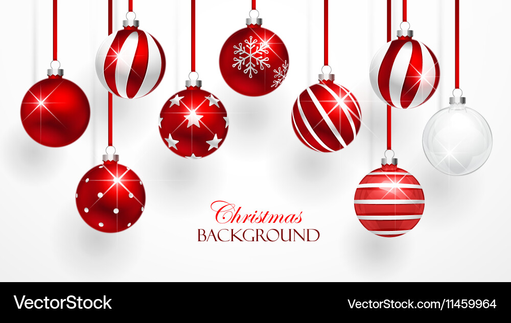 Red christmas balls set Royalty Free Vector Image