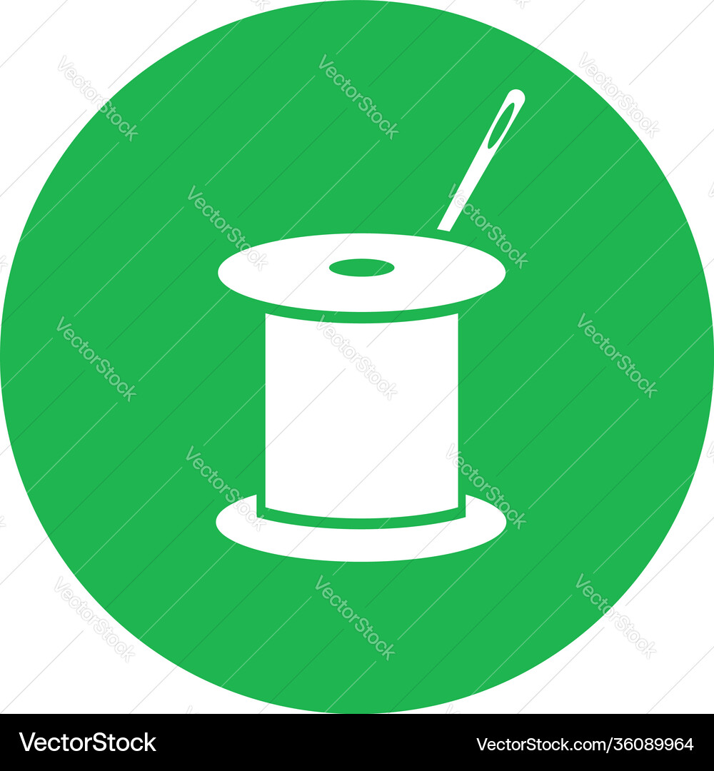 White sewing thread with a needle on Royalty Free Vector