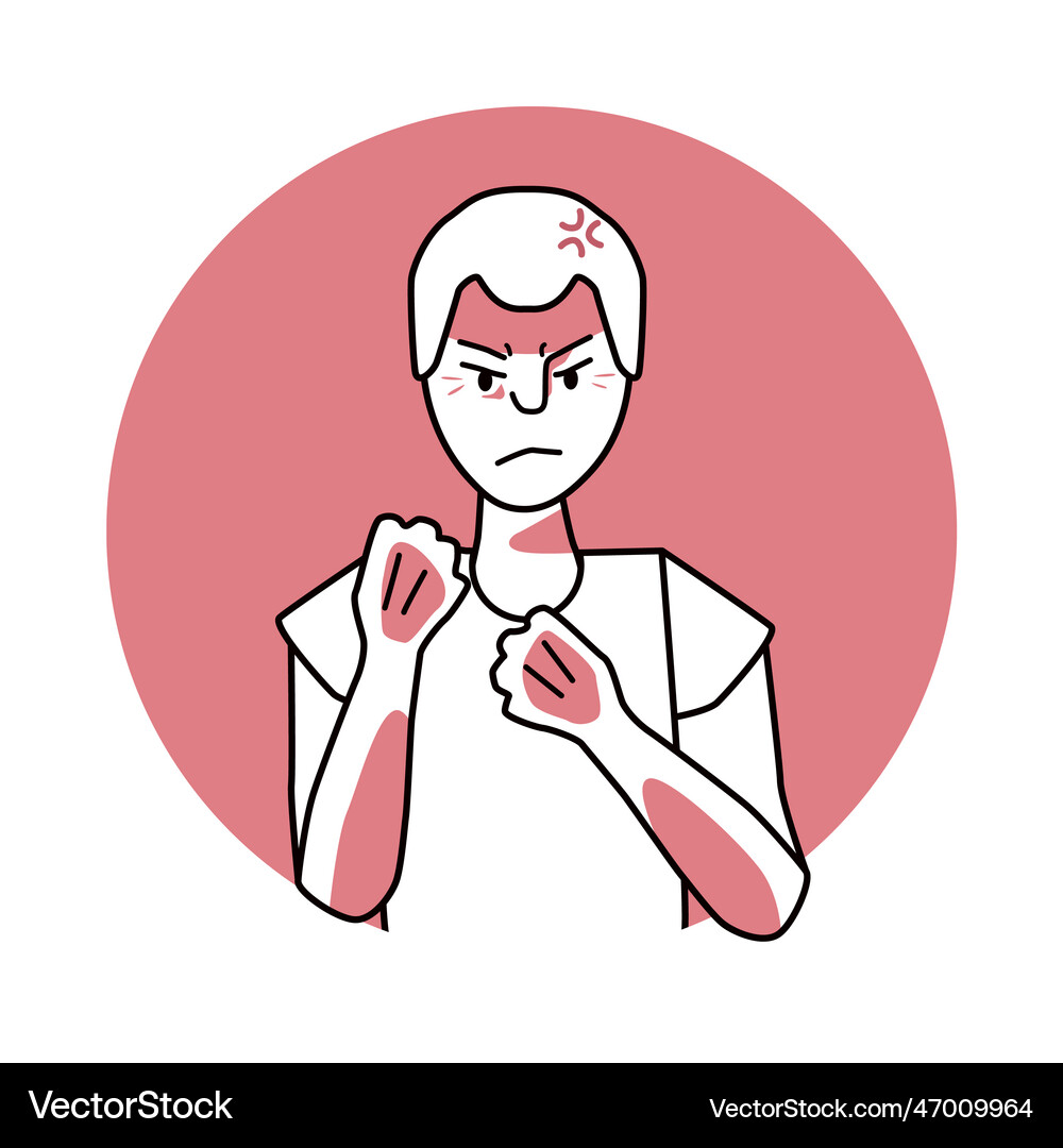 Young boy with angry emotion facial expression Vector Image