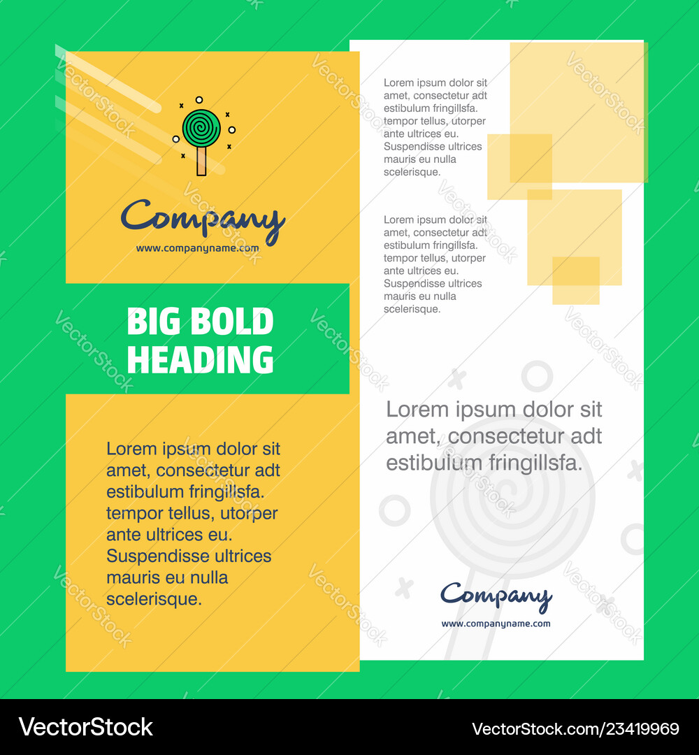 Candy company brochure title page design Vector Image