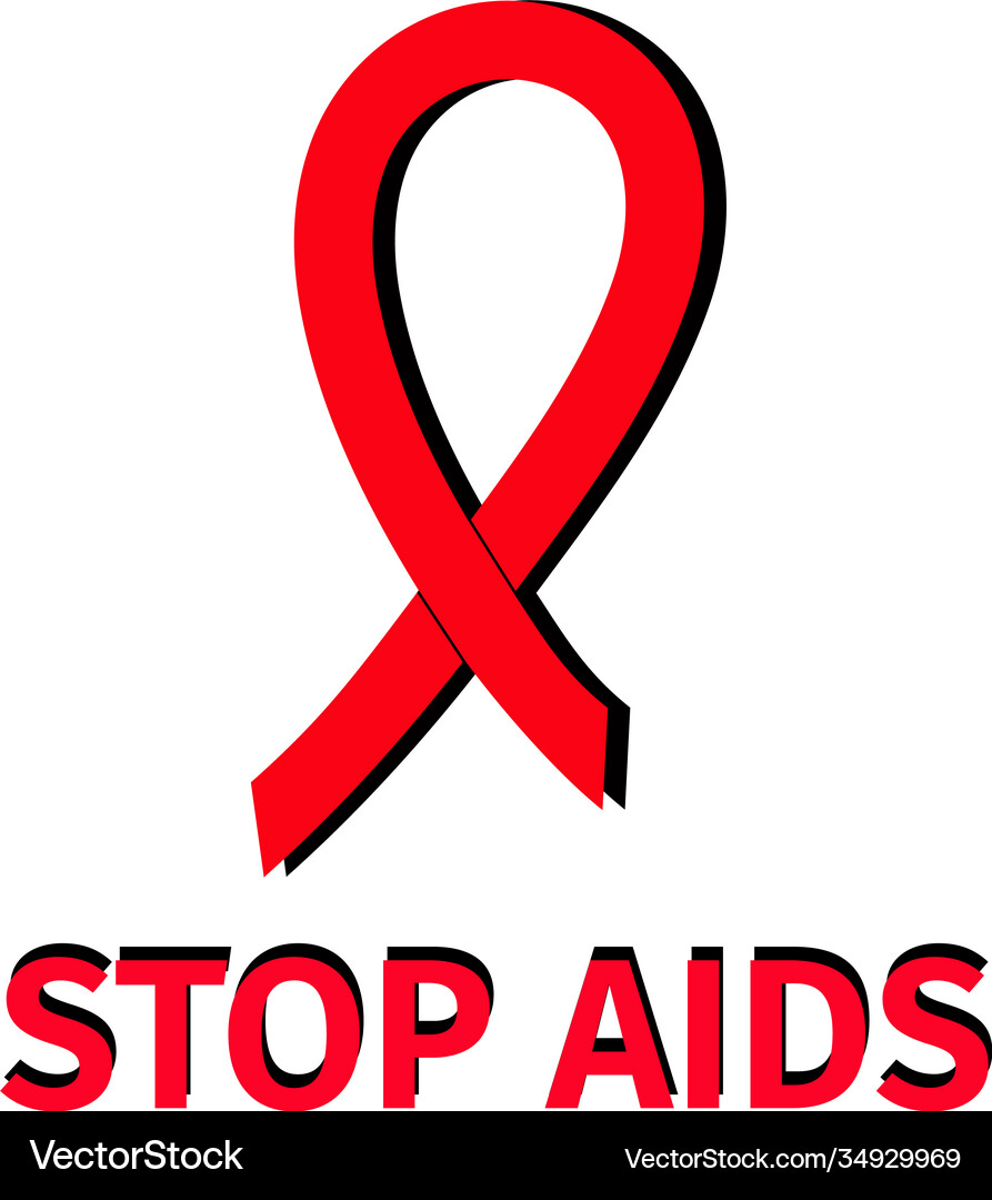 Red ribbon on a white background stop aids Vector Image