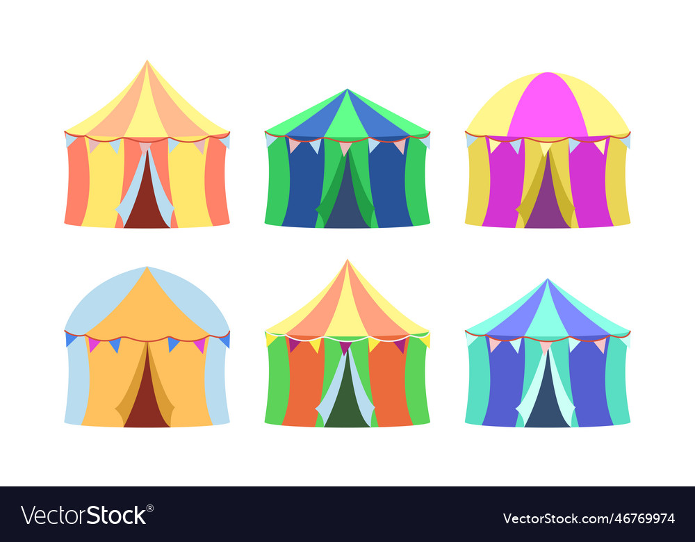 Colorful circus tents set Royalty Free Vector Image