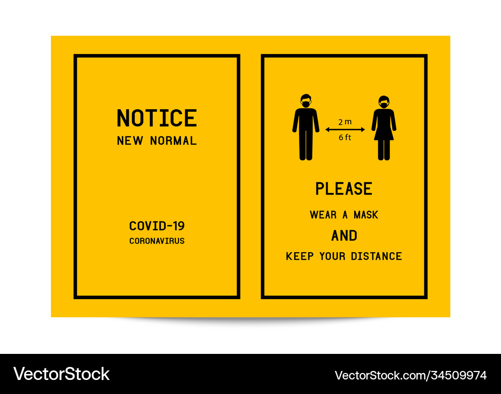 Please wear a mask and keep your distance with Vector Image
