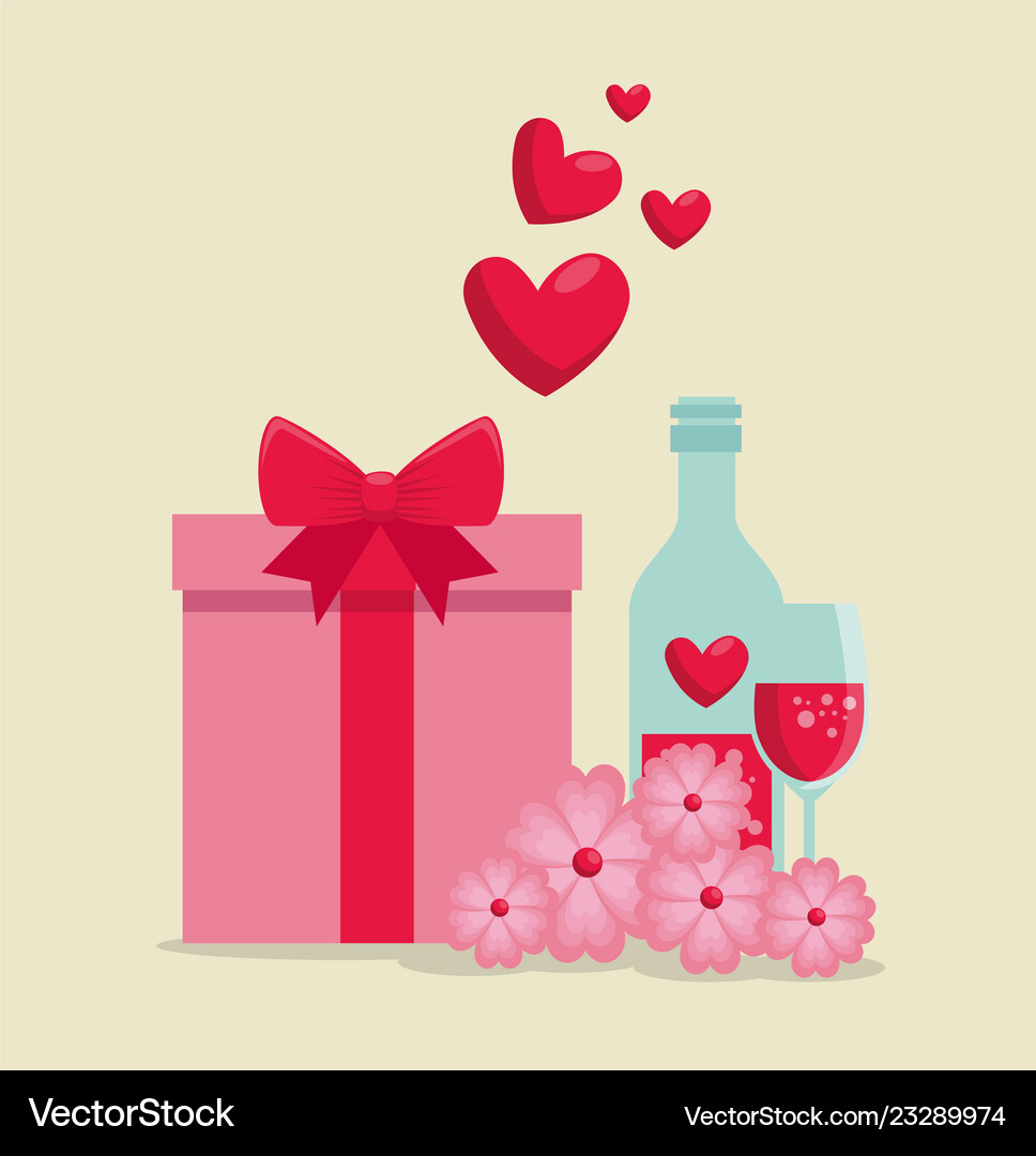 Valentine present gift and love potion Royalty Free Vector