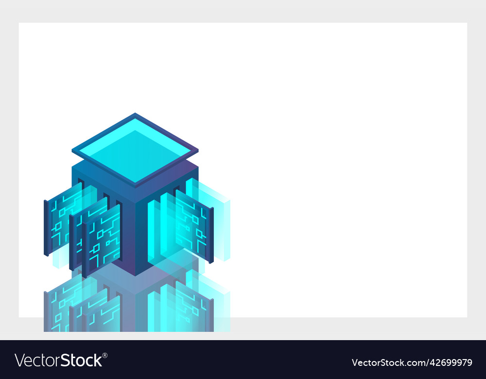 Data Center Isometric Icon Database And Cloud Vector Image