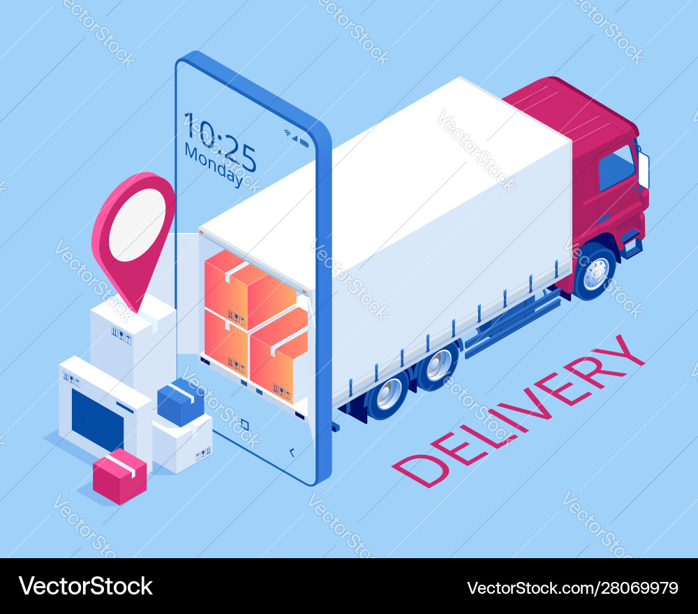 Isometric logistics and delivery concept delivery Vector Image