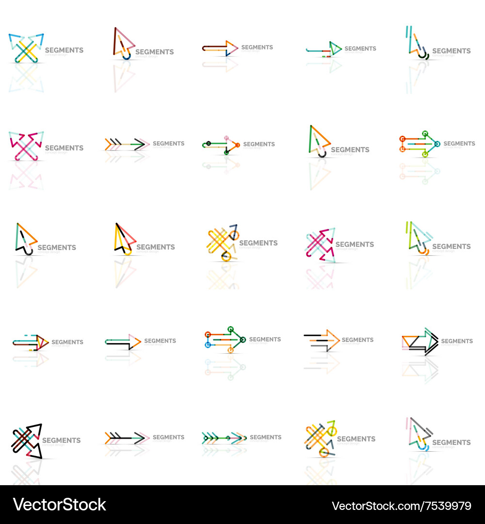 Set of linear arrow icons thin line design Vector Image
