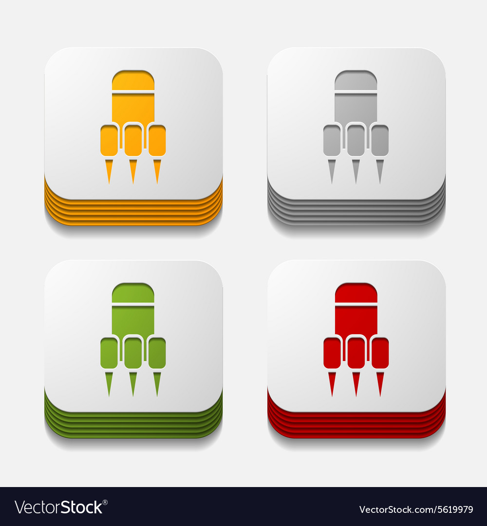 Square button rocket Royalty Free Vector Image