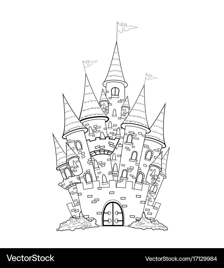 Castle Outline Sketch Royalty Free Vector Image