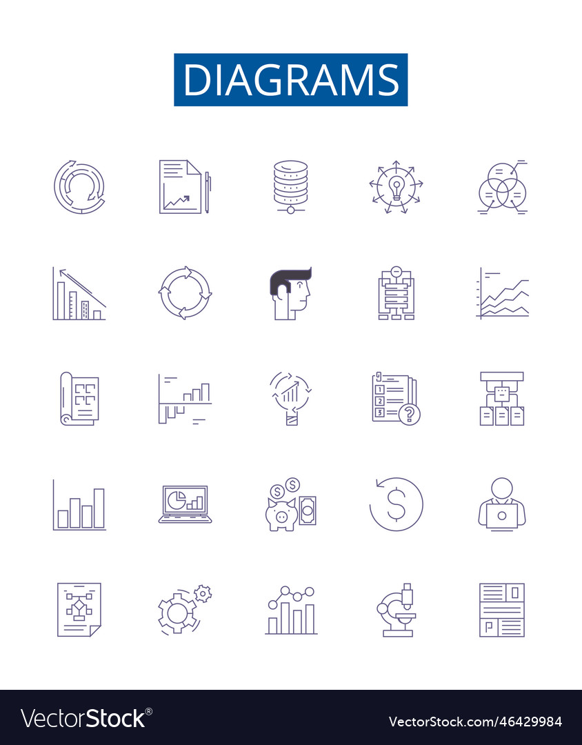 Diagrams line icons signs set design collection Vector Image Diagrams line icons signs set design collection Vector Image