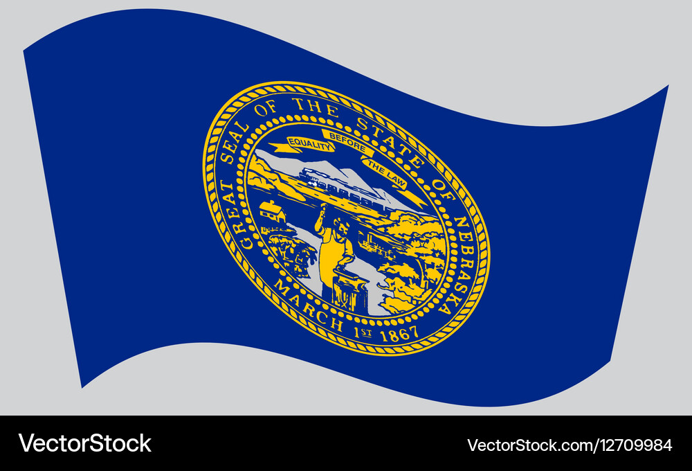 Flag nebraska waving on gray background Royalty Free Vector