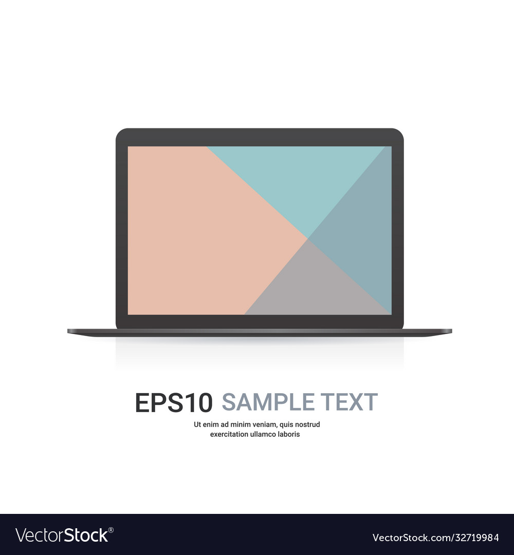 Modern laptop with colored screen realistic mockup