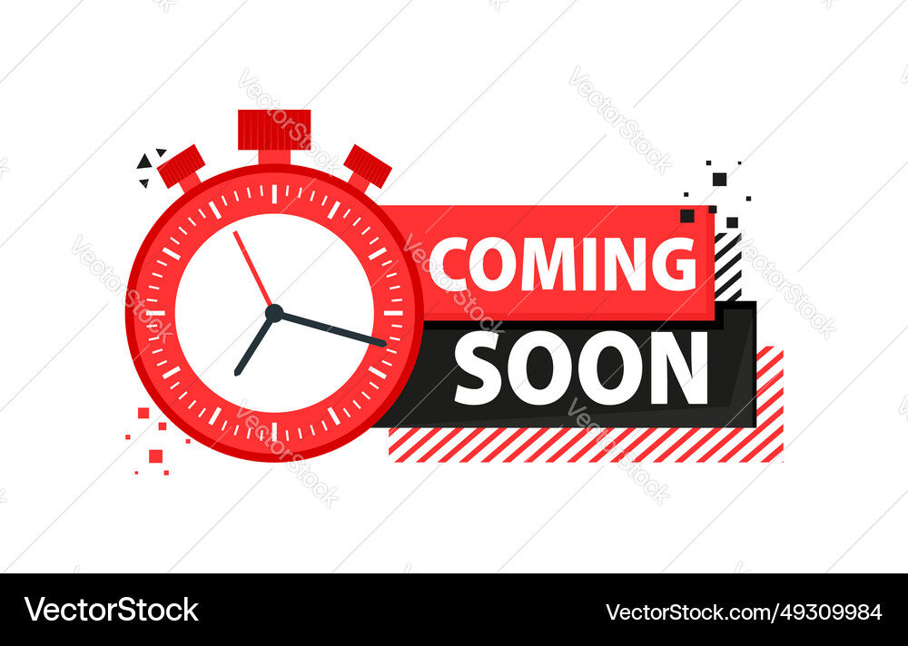 Red & Black Countdown Clock - Coming Soon Vector Image