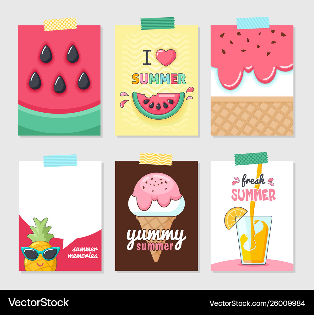 Set bright summer cards Royalty Free Vector Image