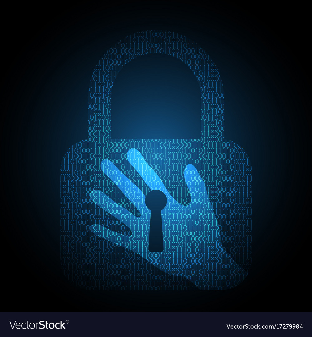 Technology security hand lock binary Royalty Free Vector