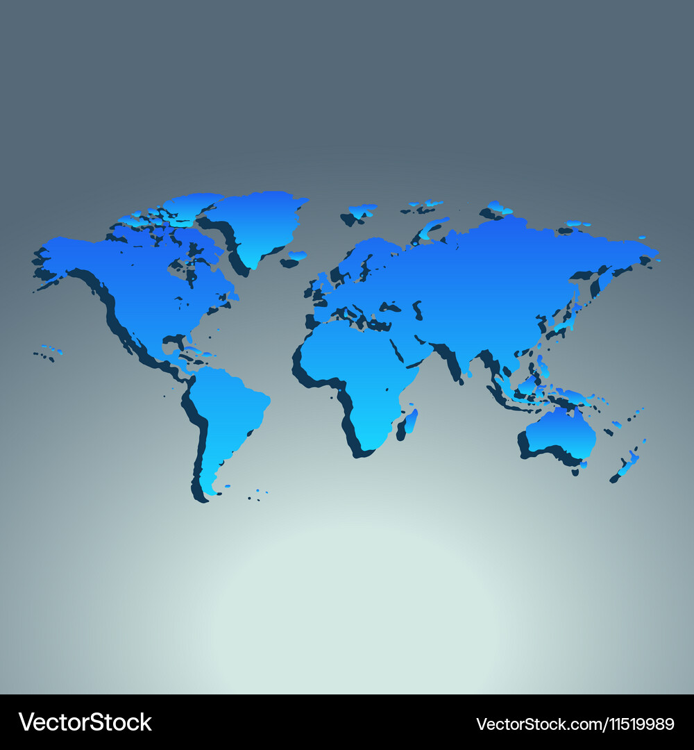 Blue World Map Flat Icon Royalty Free Vector Image
