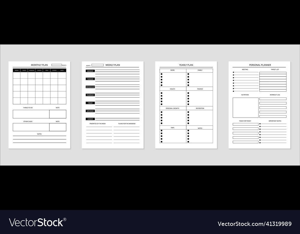Planner forms sticker set Royalty Free Vector Image