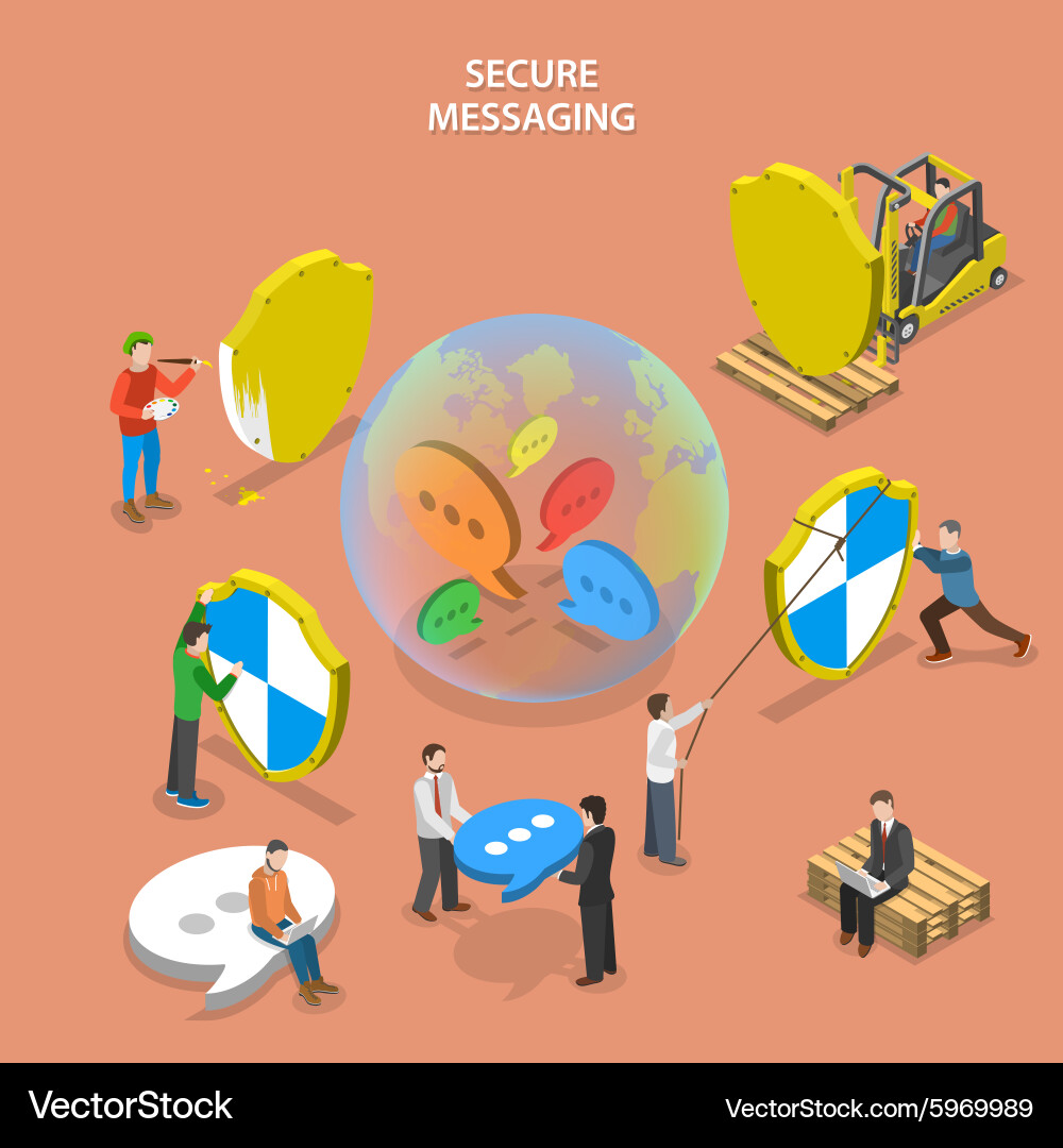Secure messaging isometric flat concept Royalty Free Vector
