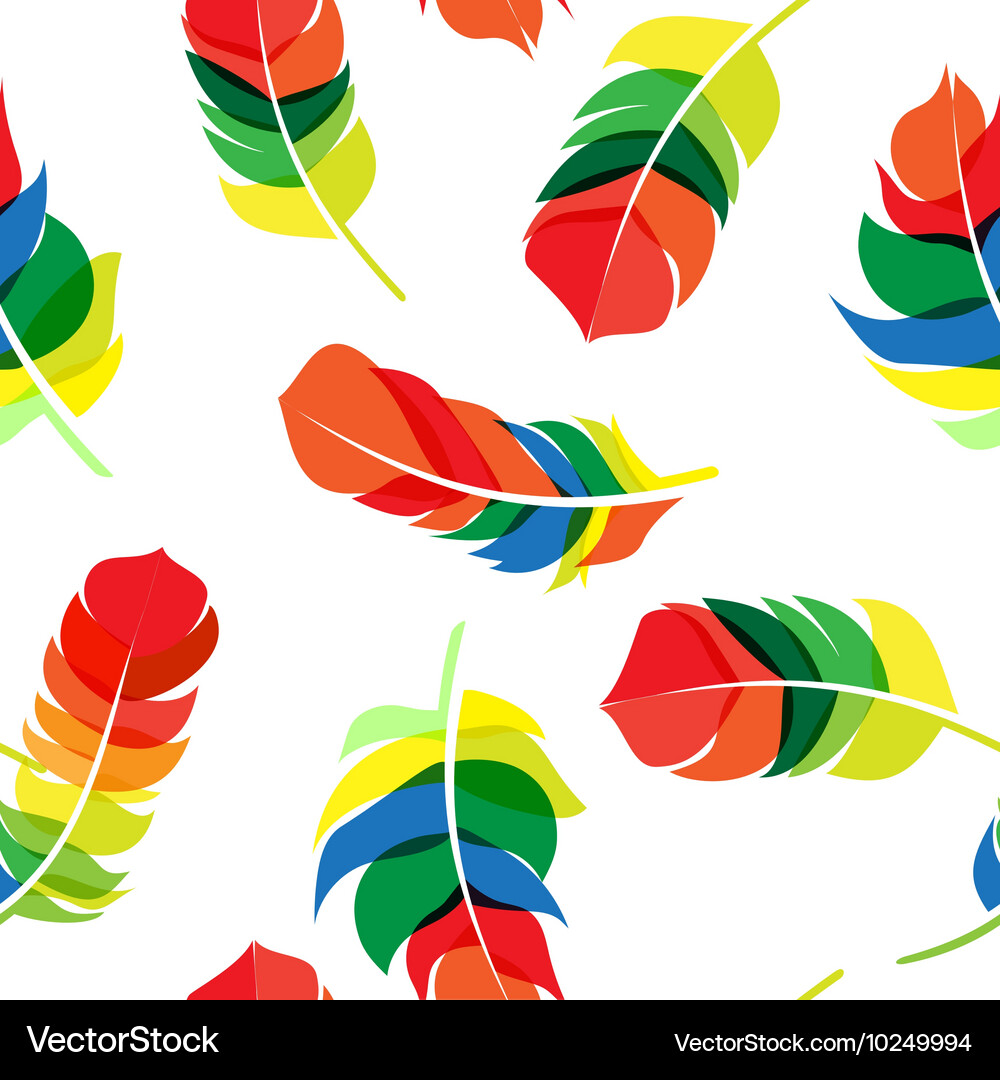 Bird feather hand drawn seamless pattern Vector Image