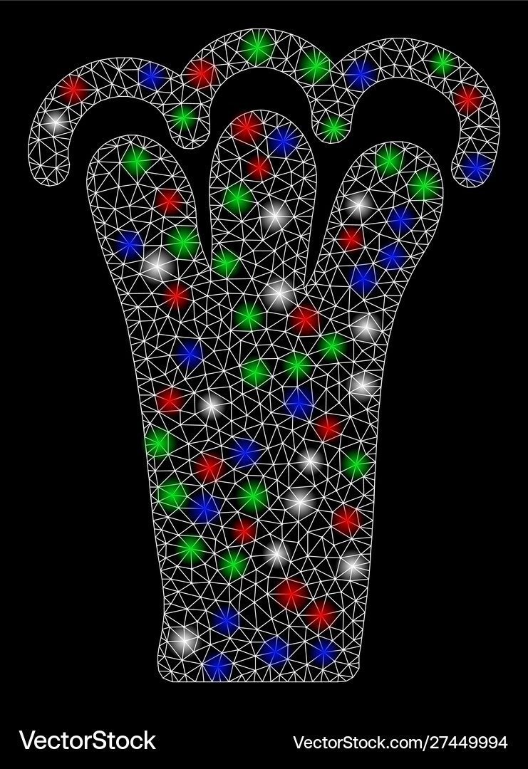 Bright mesh 2d grab gesture with flash spots Vector Image