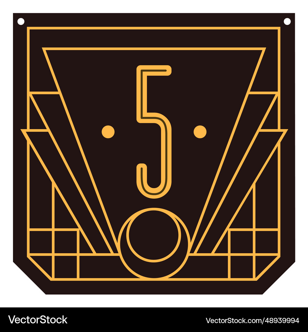 Number 5 art deco banner Royalty Free Vector Image